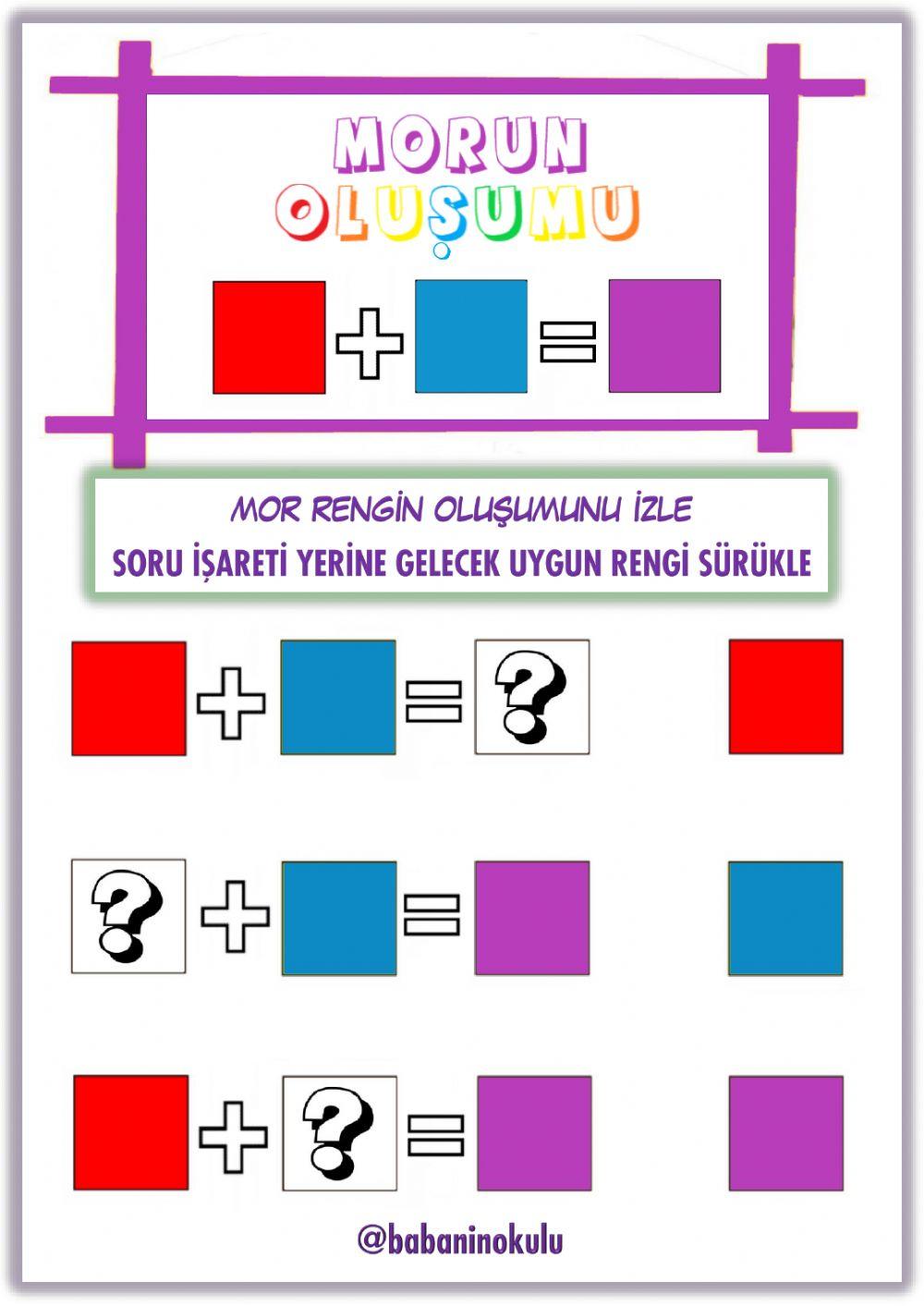 MOR RENK ÇALIŞMASI online exercise for | Live Worksheets