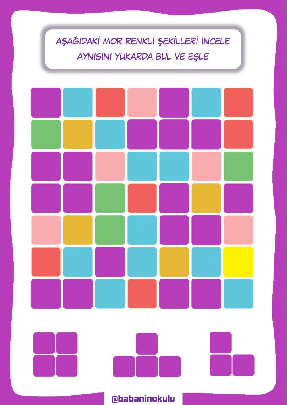 MOR RENK ÇALIŞMASI online exercise for | Live Worksheets