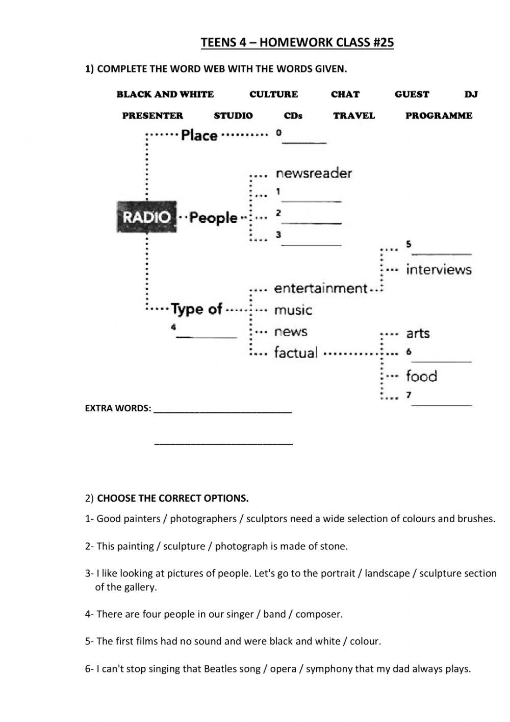 Teens 4 - Homework: 22-06-2020 worksheet | Live Worksheets