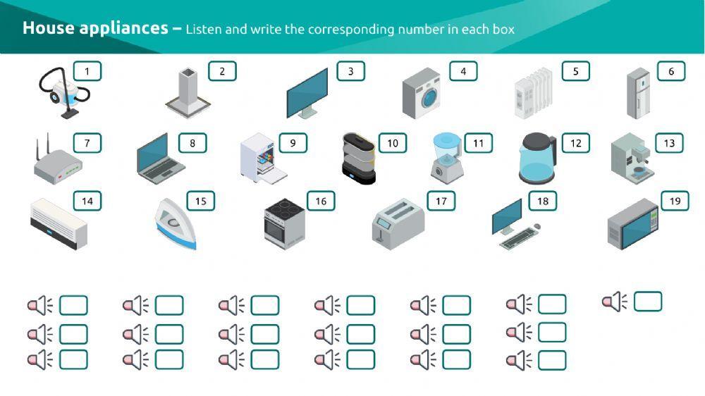 Home appliances | Free Interactive Worksheets | 283243