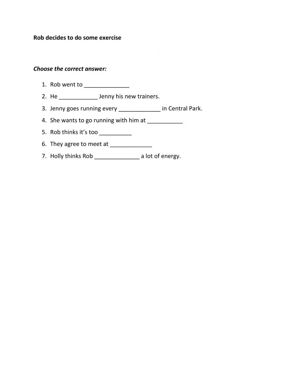 Rob decides to do some exercise online exercise for | Live Worksheets