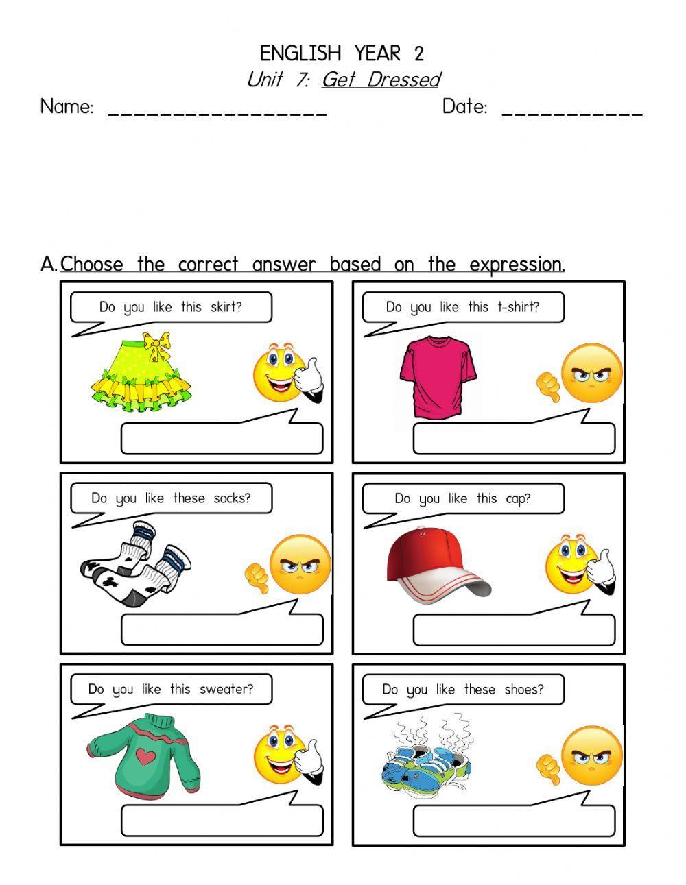 283402 | Unit 7 Get Dressed | Audry1989 | LiveWorksheets