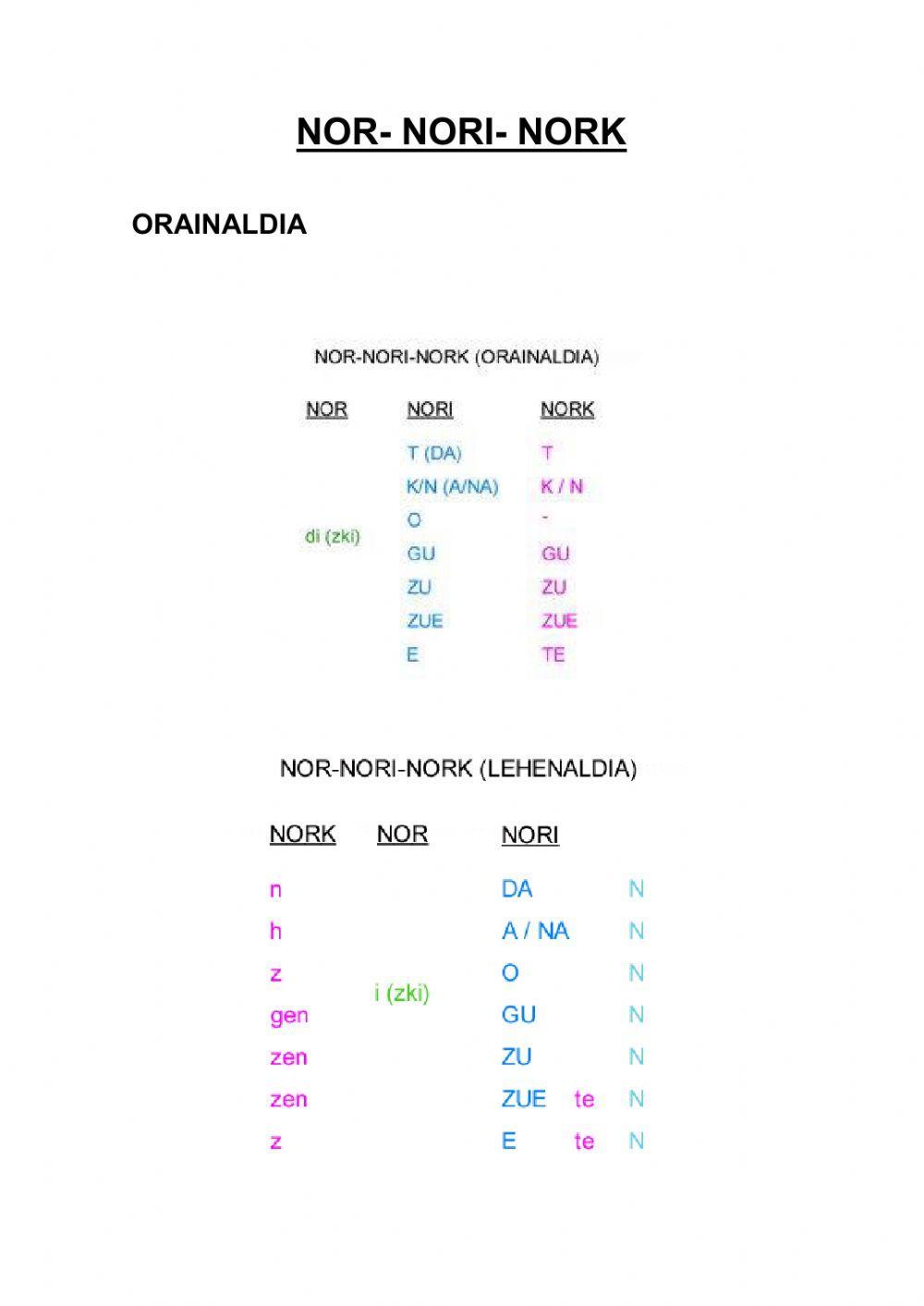 ADITZAK nor-nori-nork-nork-nor worksheet | Live Worksheets