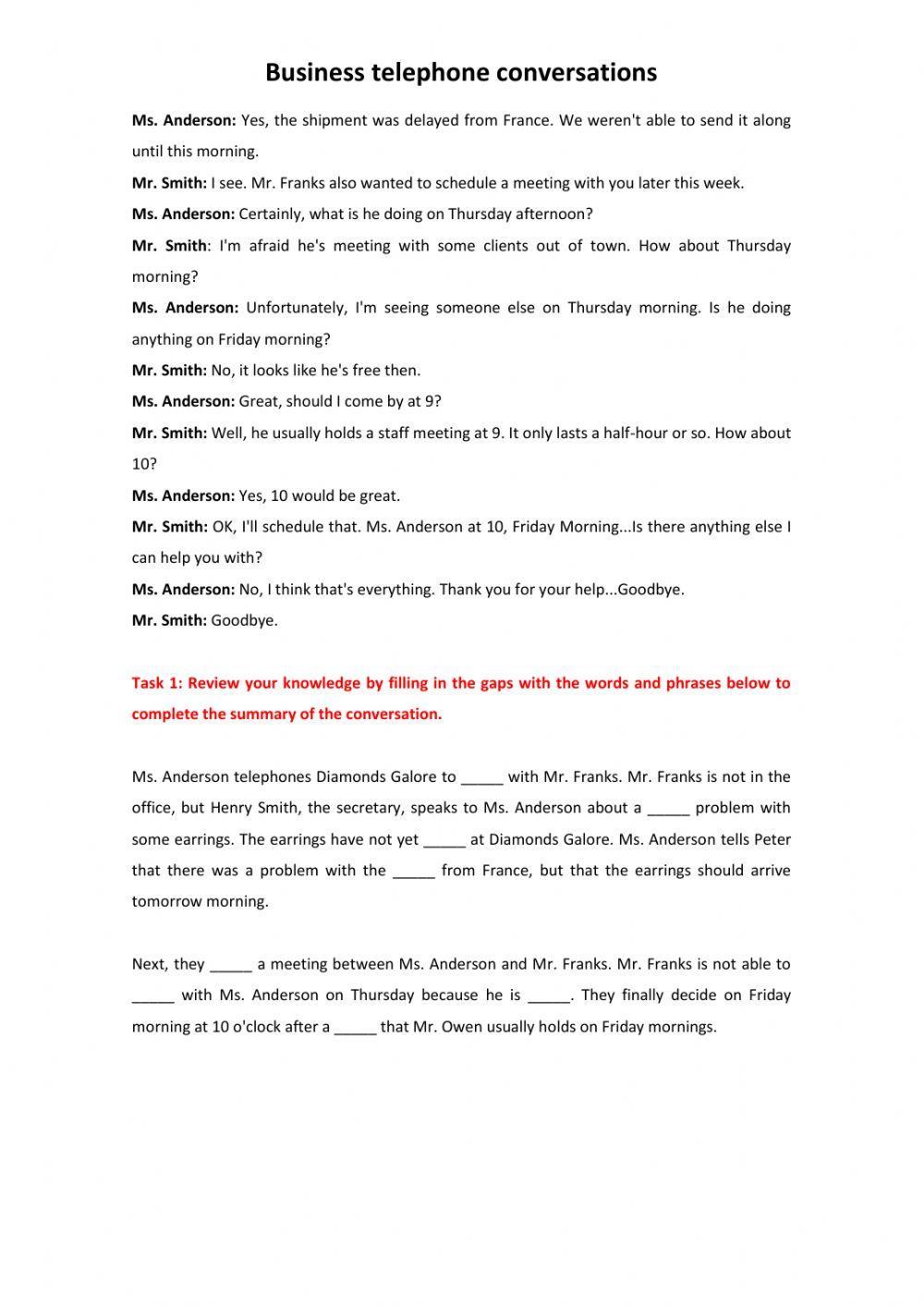 283956 | Business telephone conversations