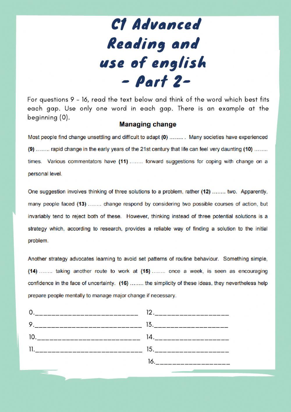 C1 Advanced - R… | Free Interactive Worksheets | 284174