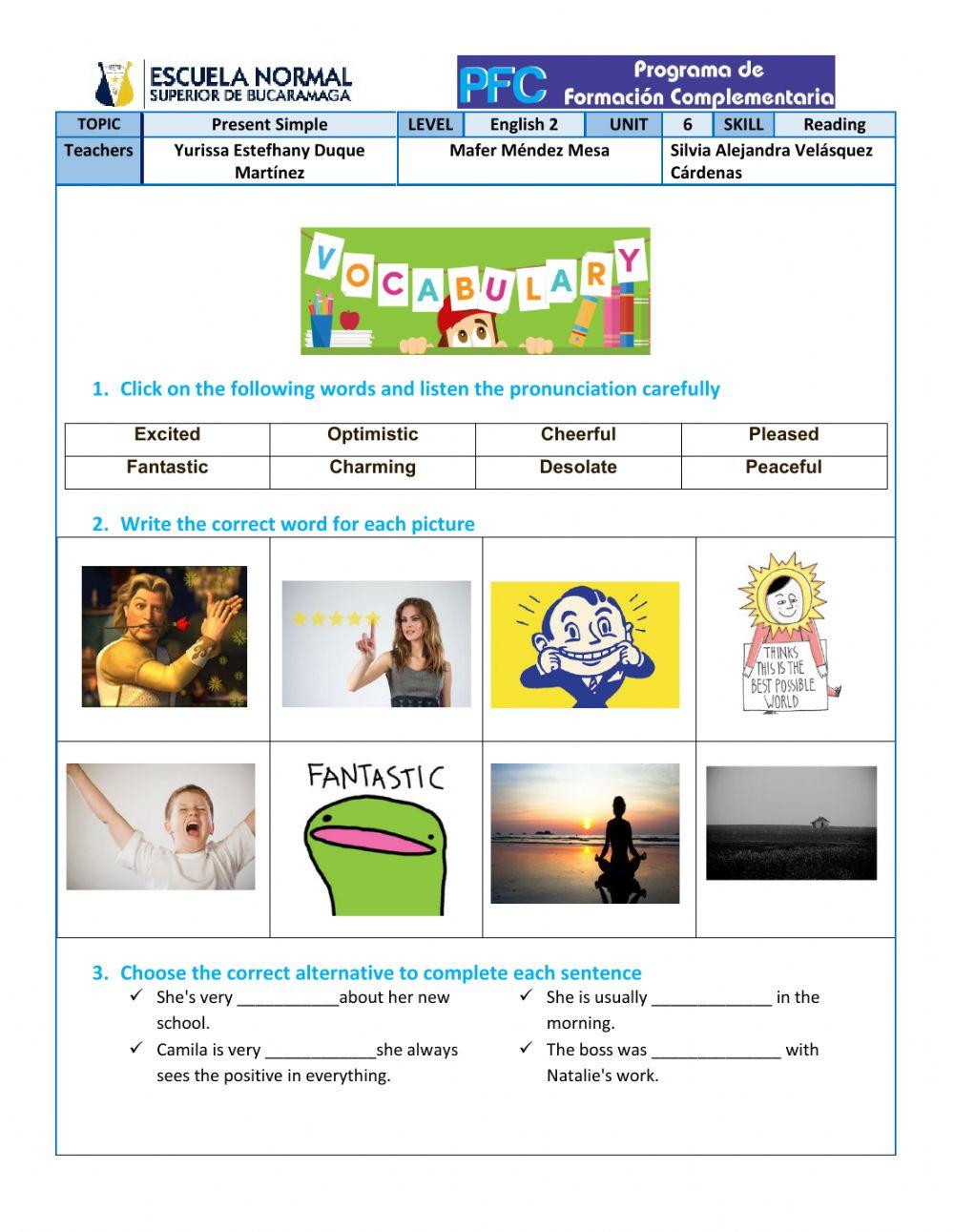 Vocabulary unit 6 online worksheet | Live Worksheets