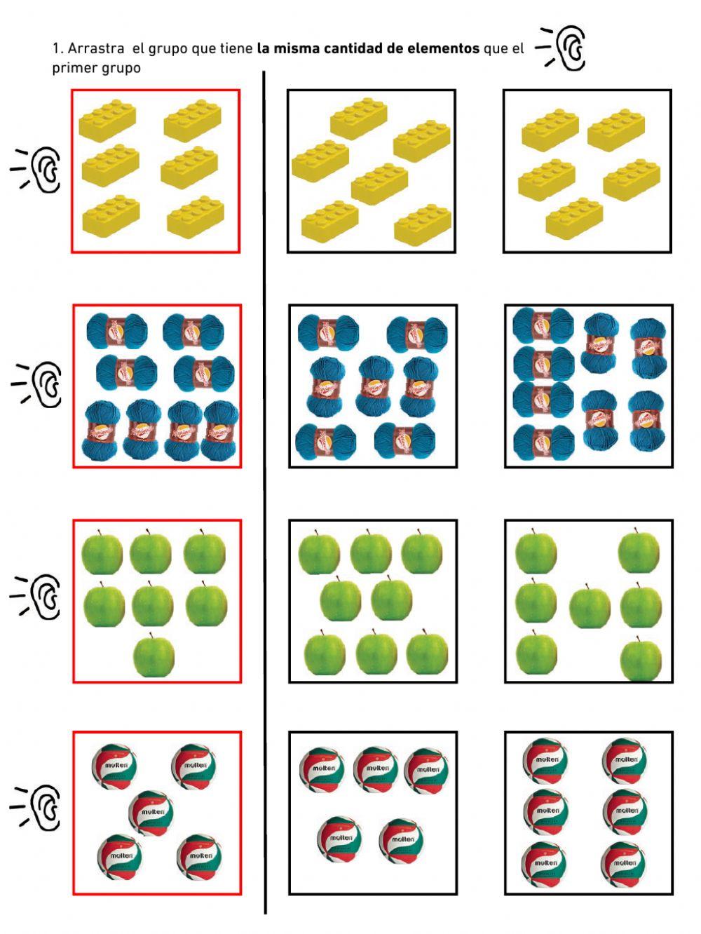 Igual Cantidad - Uno Más worksheet | Live Worksheets