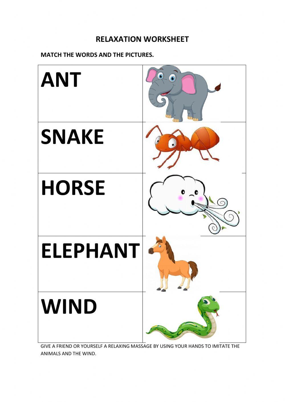 Relaxation worksheet worksheet | Live Worksheets