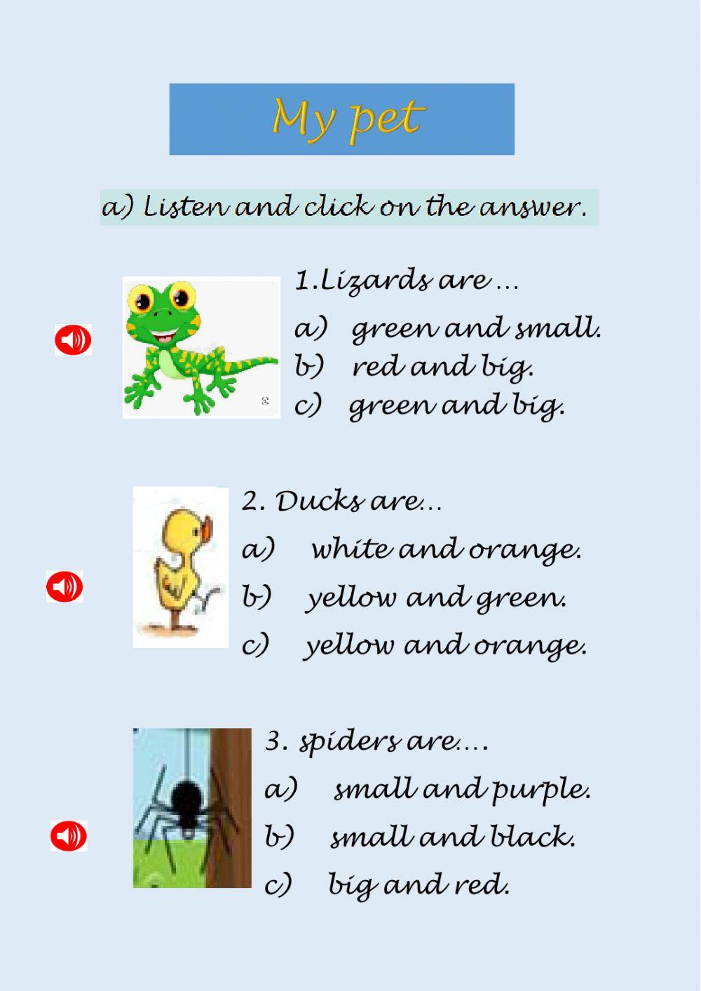 My pet interactive exercise | Live Worksheets