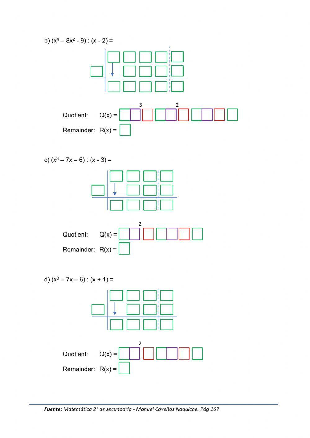 285596 | Synthetic division with polynomials | Flor