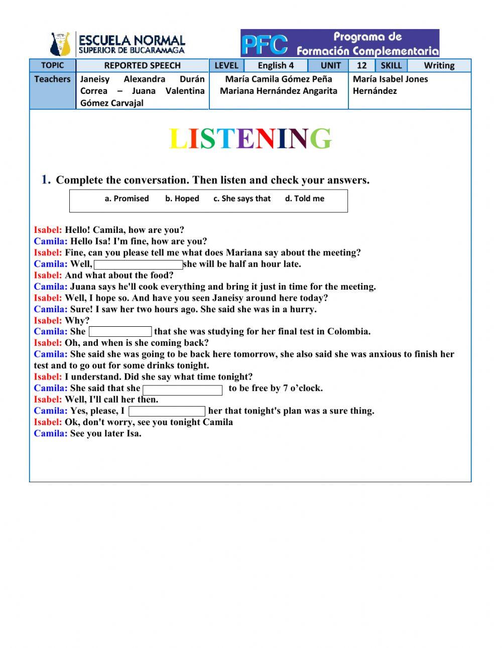 Worksheet listening interactive worksheet | Live Worksheets