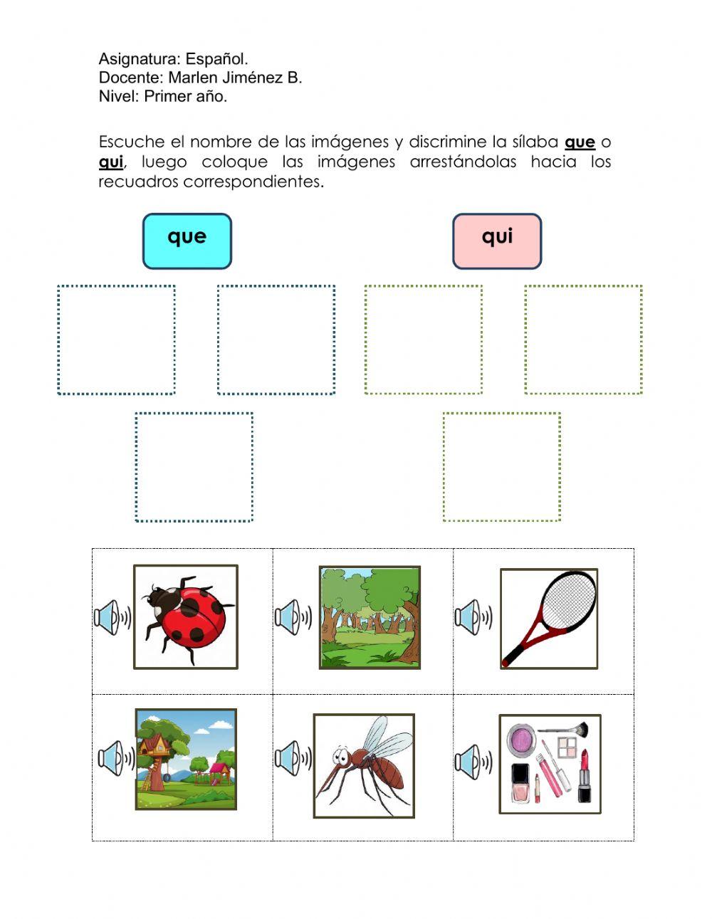 SÍLABA QUI Y QUE | Free Interactive Worksheets | 5856521