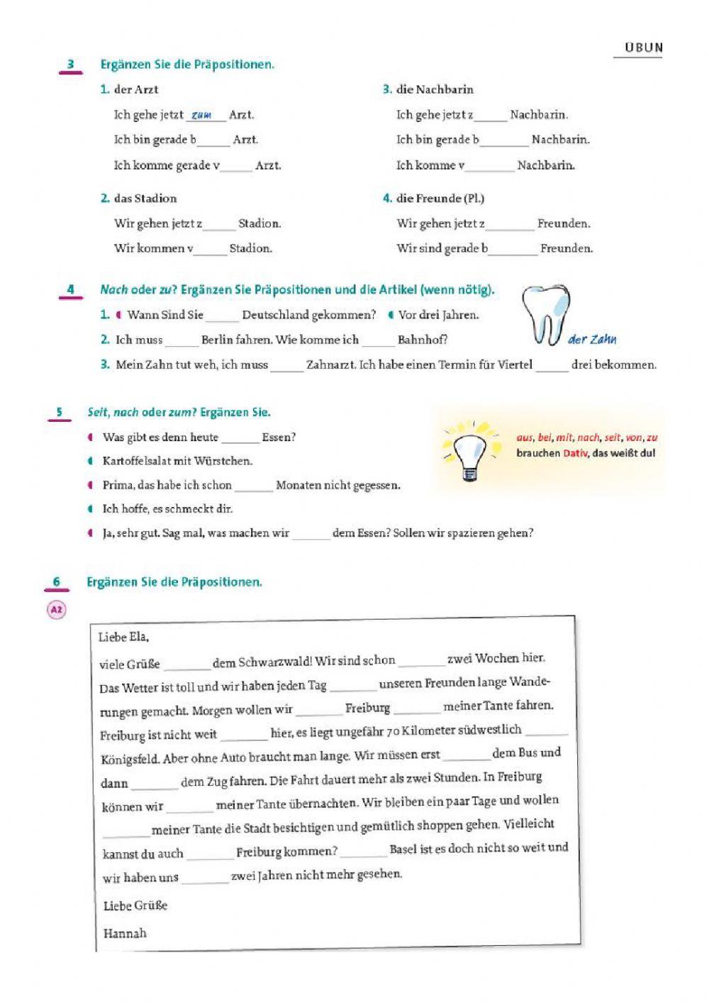 AB Praepositionen mit Dativ (Wiederholung) online exercise for | Live ...