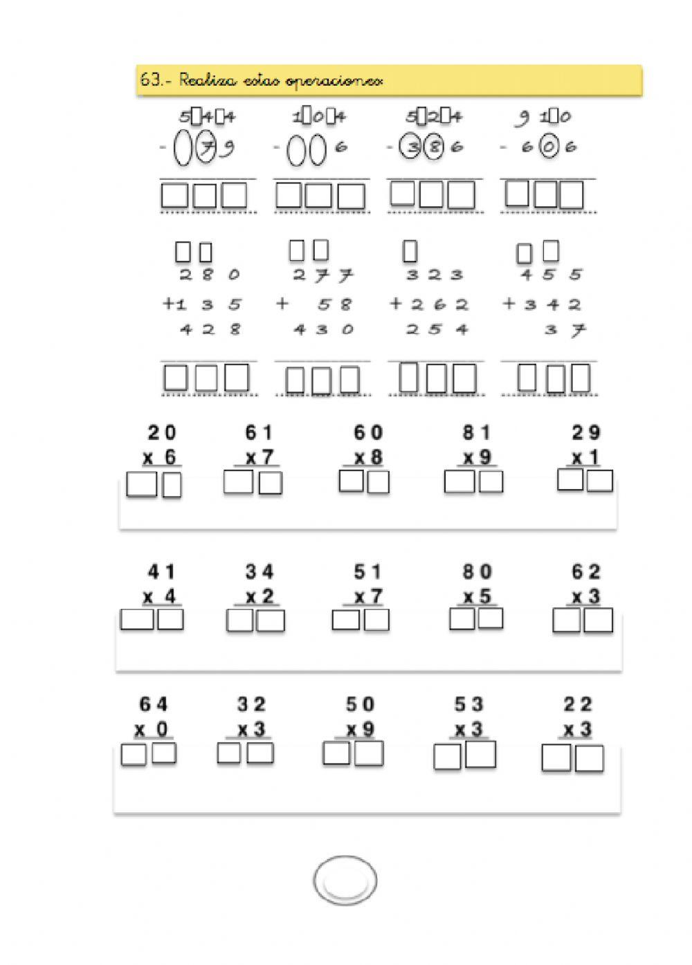 Operaciones varias | Live Worksheets