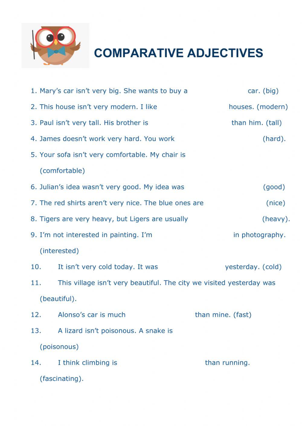 Comparatives worksheet for 4th grade | Live Worksheets