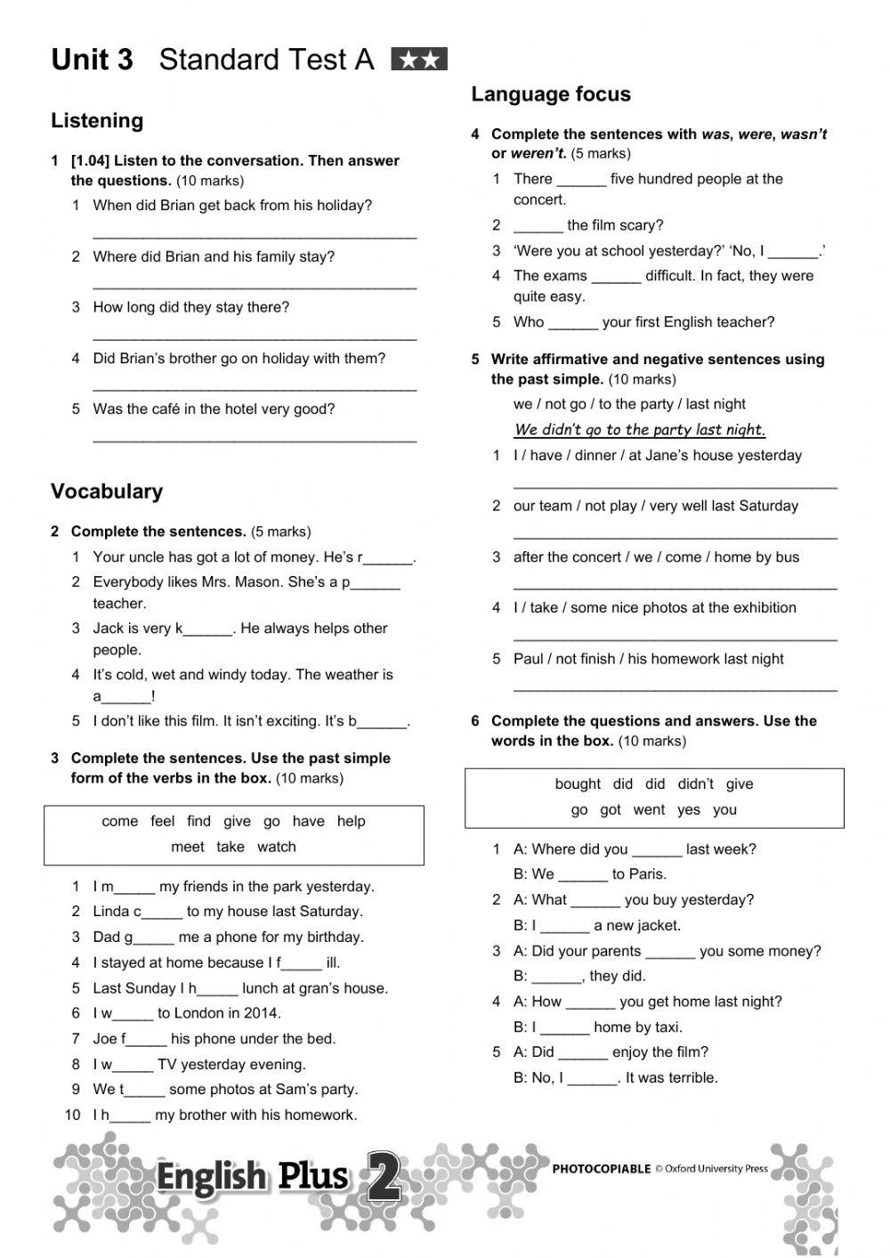 English Plus 2 … | Free Interactive Worksheets | 5858159
