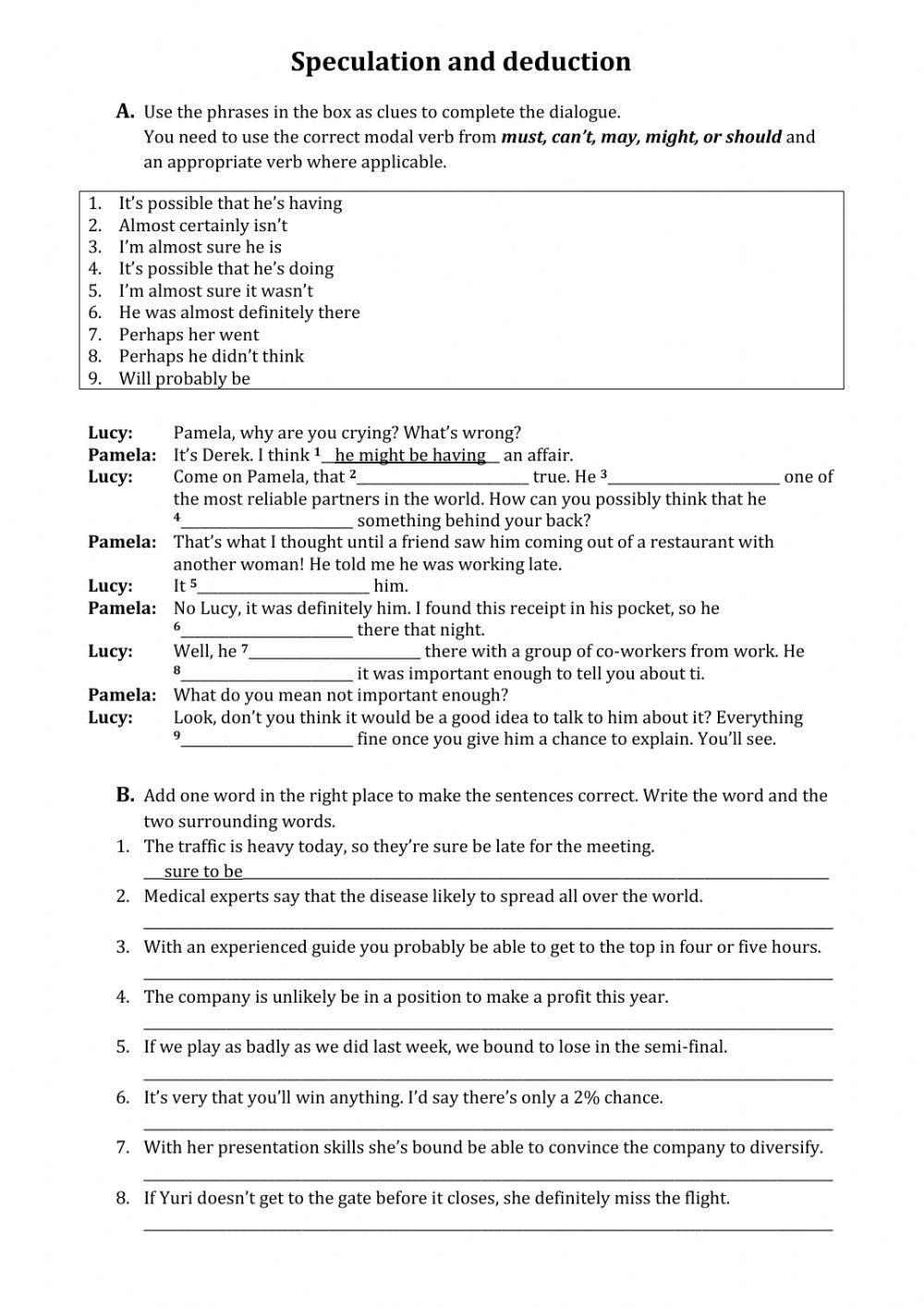 Speculation and… | Free Interactive Worksheets | 286346