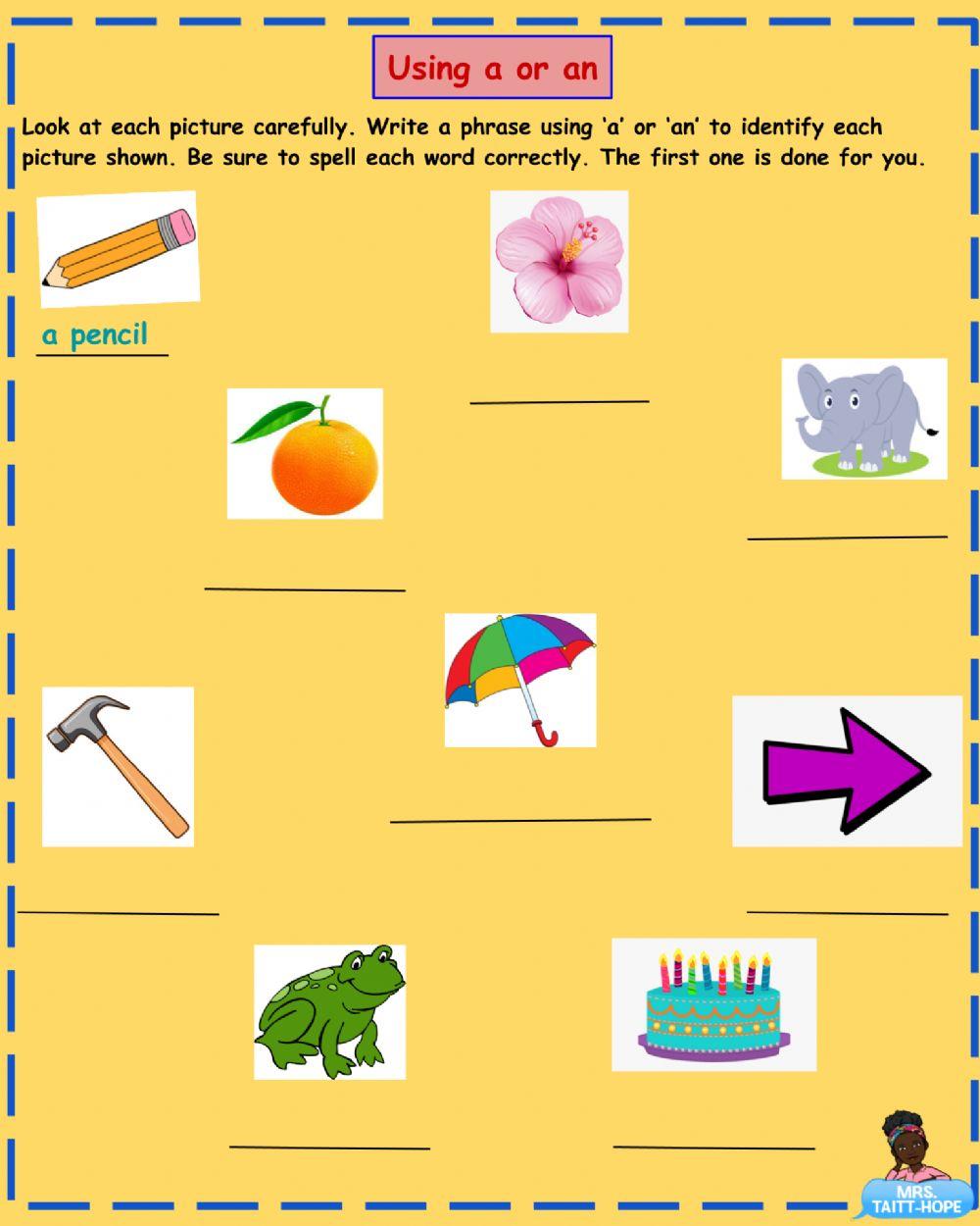 Using a or an | Free Interactive Worksheets | 286435