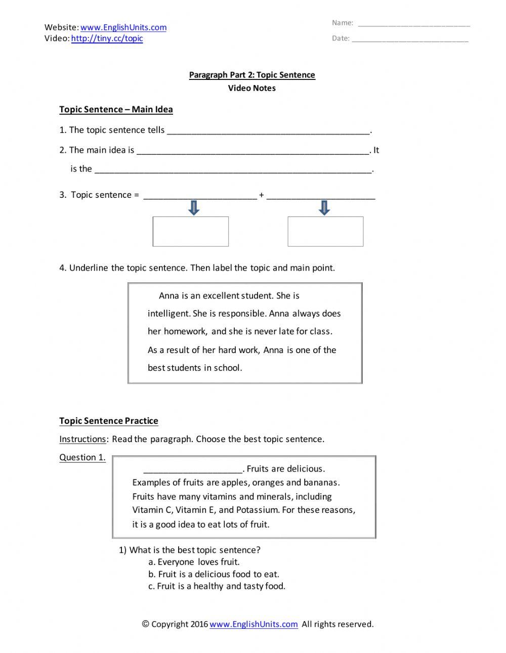 5858656 | Parts of a Paragraph-The topic setence