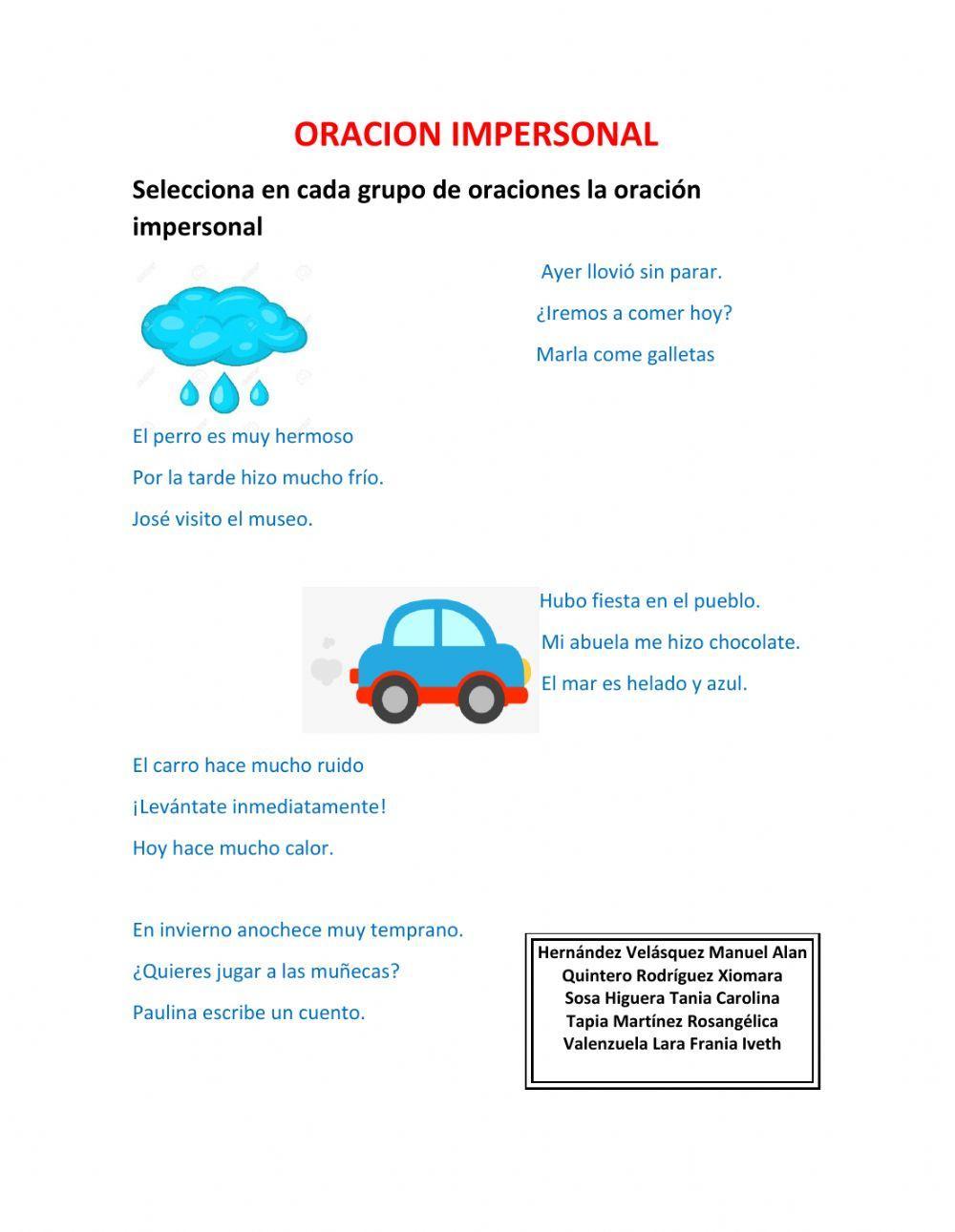 Las oraciones i… | Free Interactive Worksheets | 286866