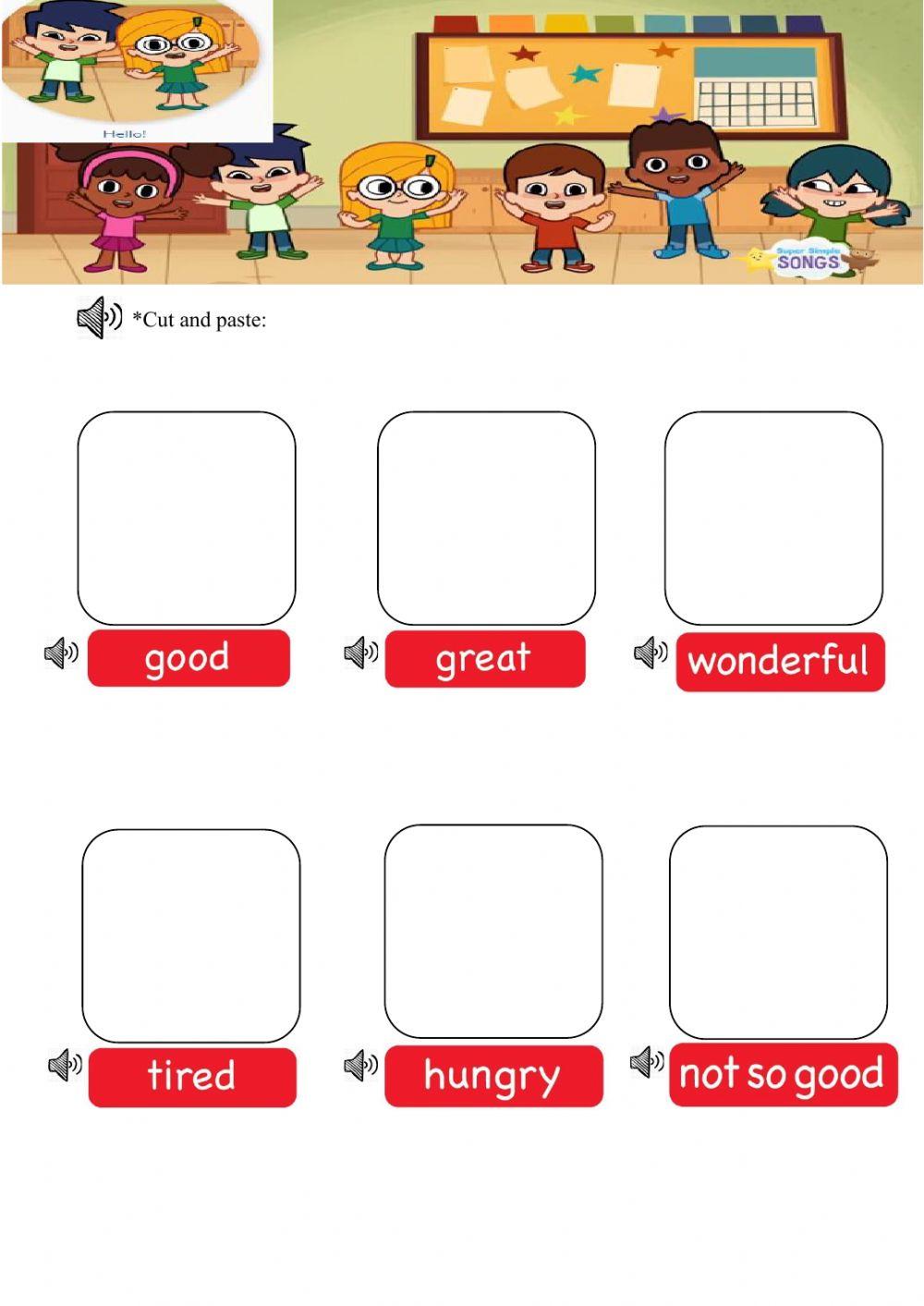 Hello! (cut and paste) worksheet | Live Worksheets