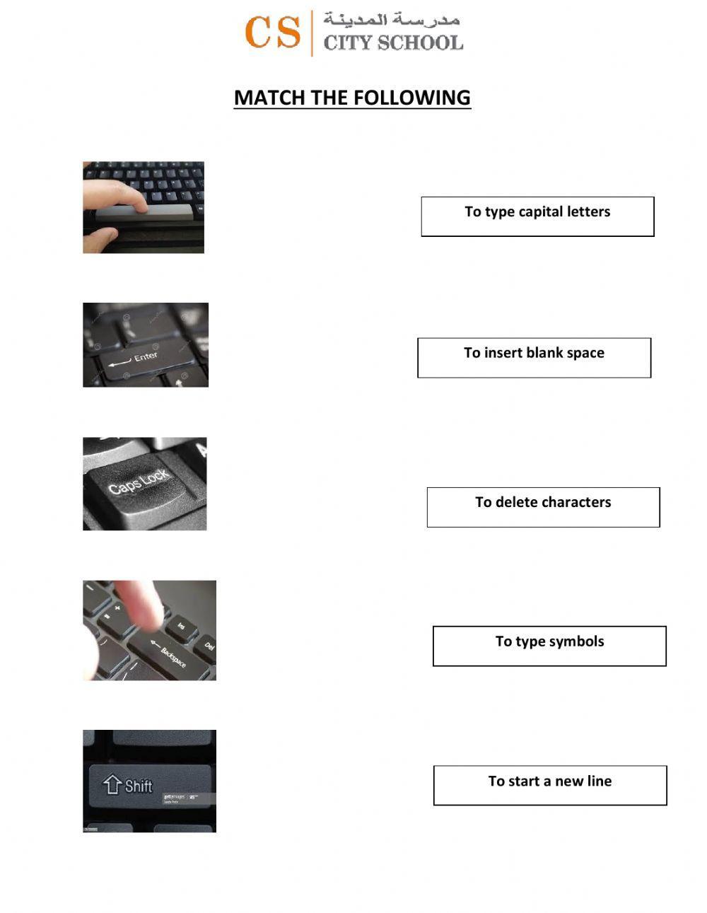 Keyboard keys f… | Free Interactive Worksheets | 287555