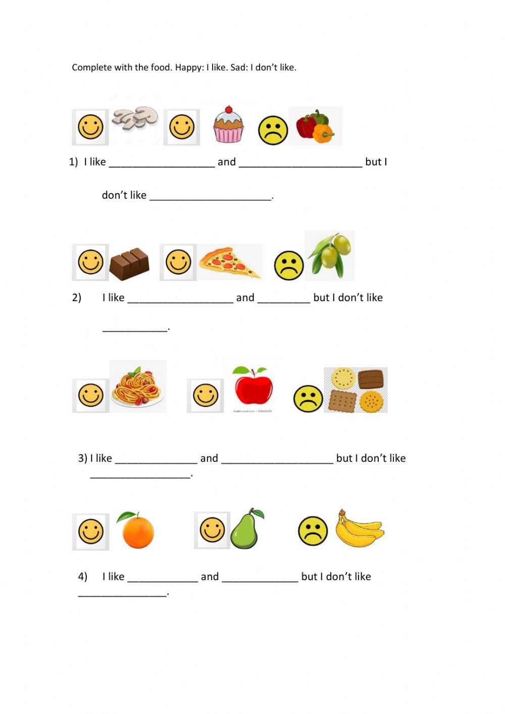 Completar con la comida worksheet | Live Worksheets
