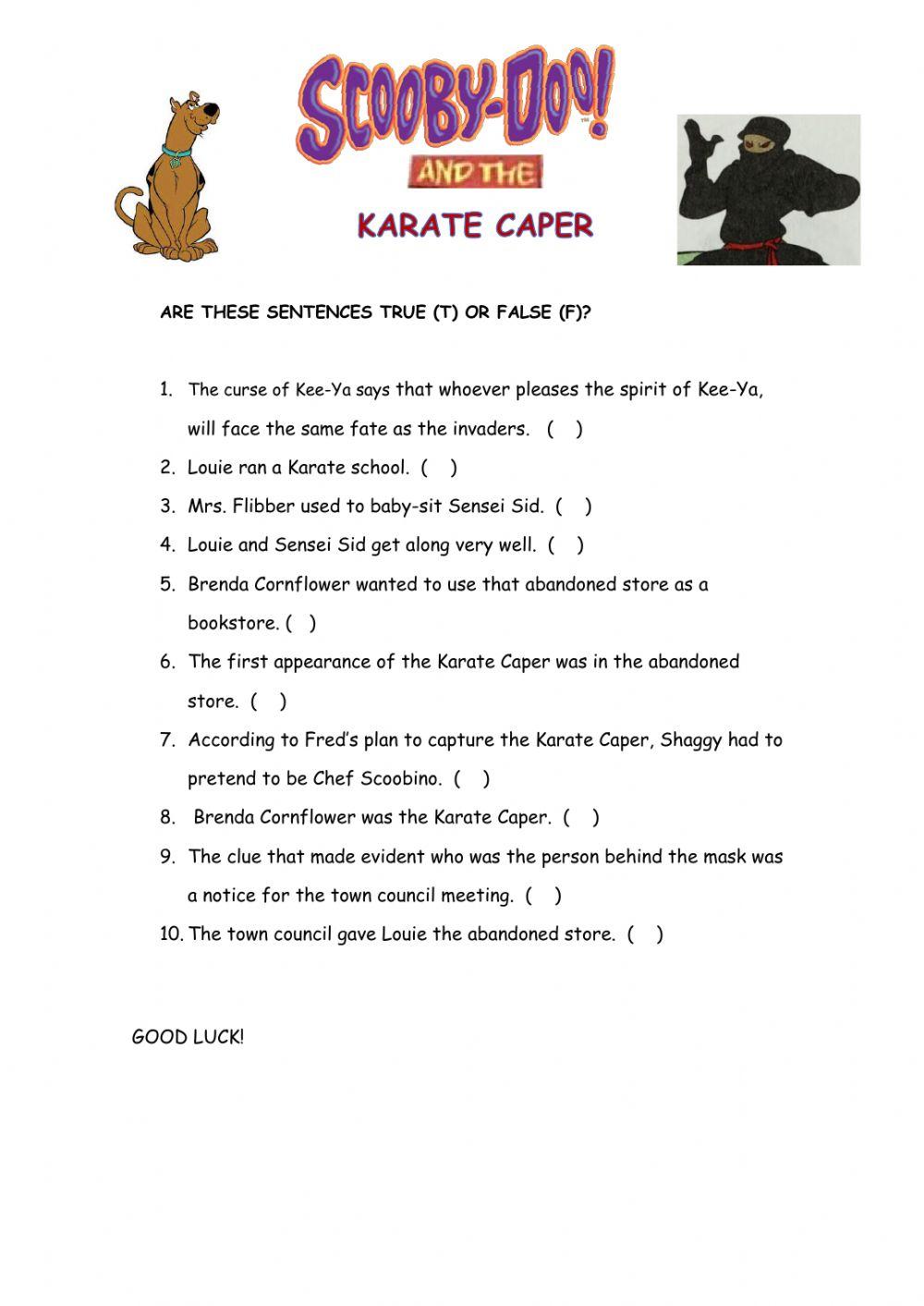 Scooby and the Karape Caper worksheet | Live Worksheets