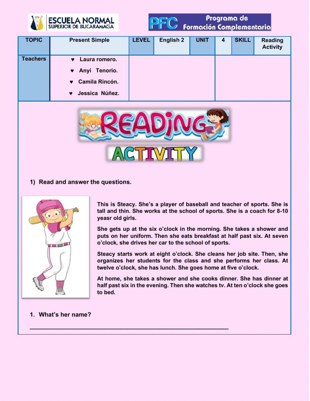 Reading activity activity for level 2 | Live Worksheets