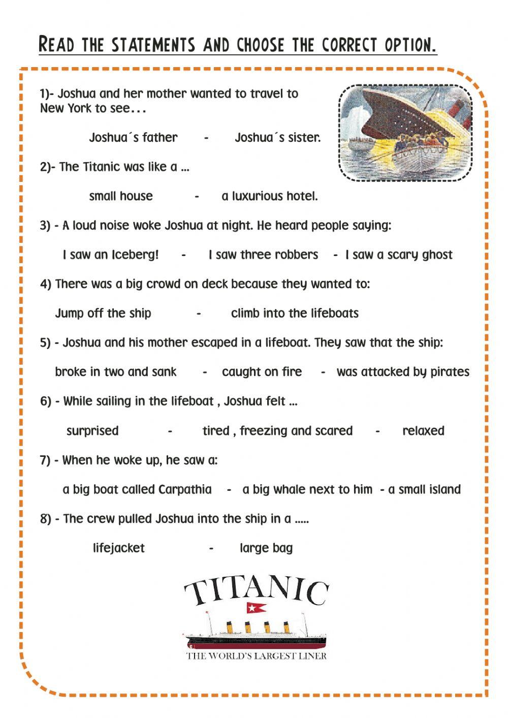 Titanic worksheet | Live Worksheets