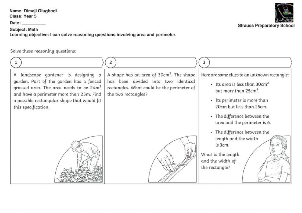 Area worksheet for Year 4 | Live Worksheets