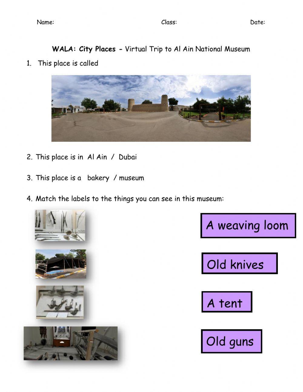 Al Ain National Museum Trip worksheet | Live Worksheets