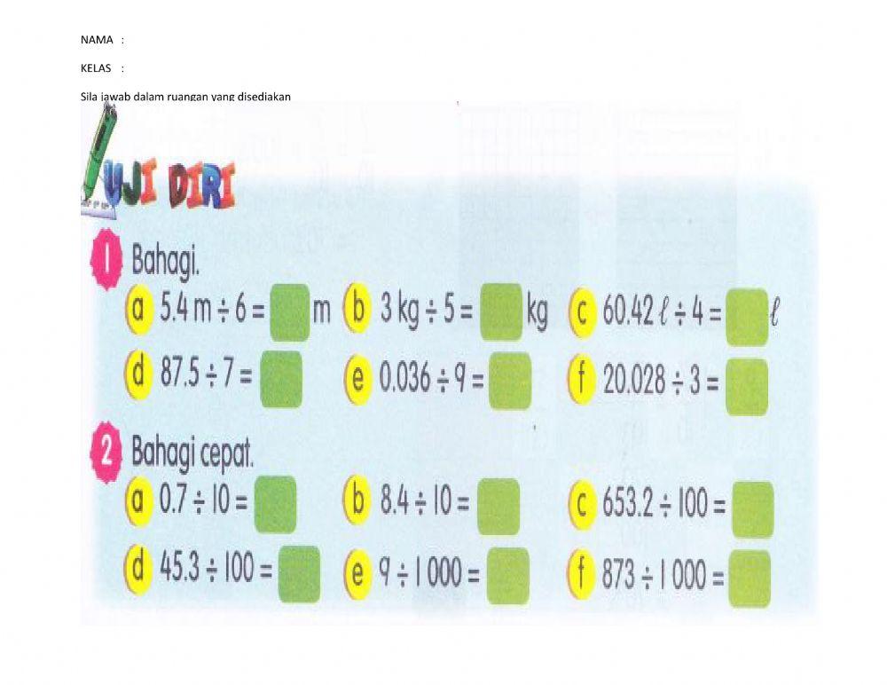 Matematik tahun 4 online activity | Live Worksheets