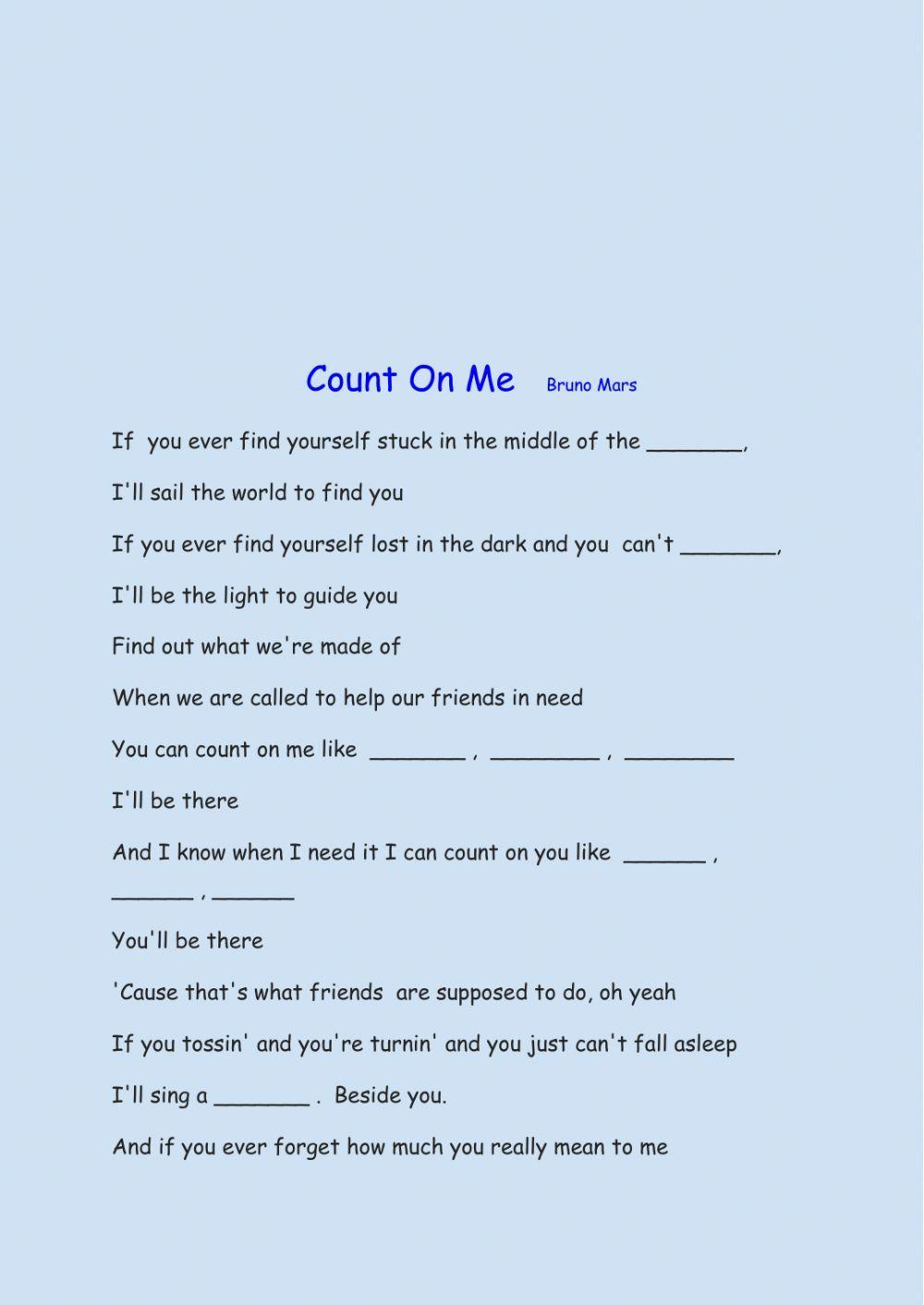 Count On Me | LiveWorksheets | 288832
