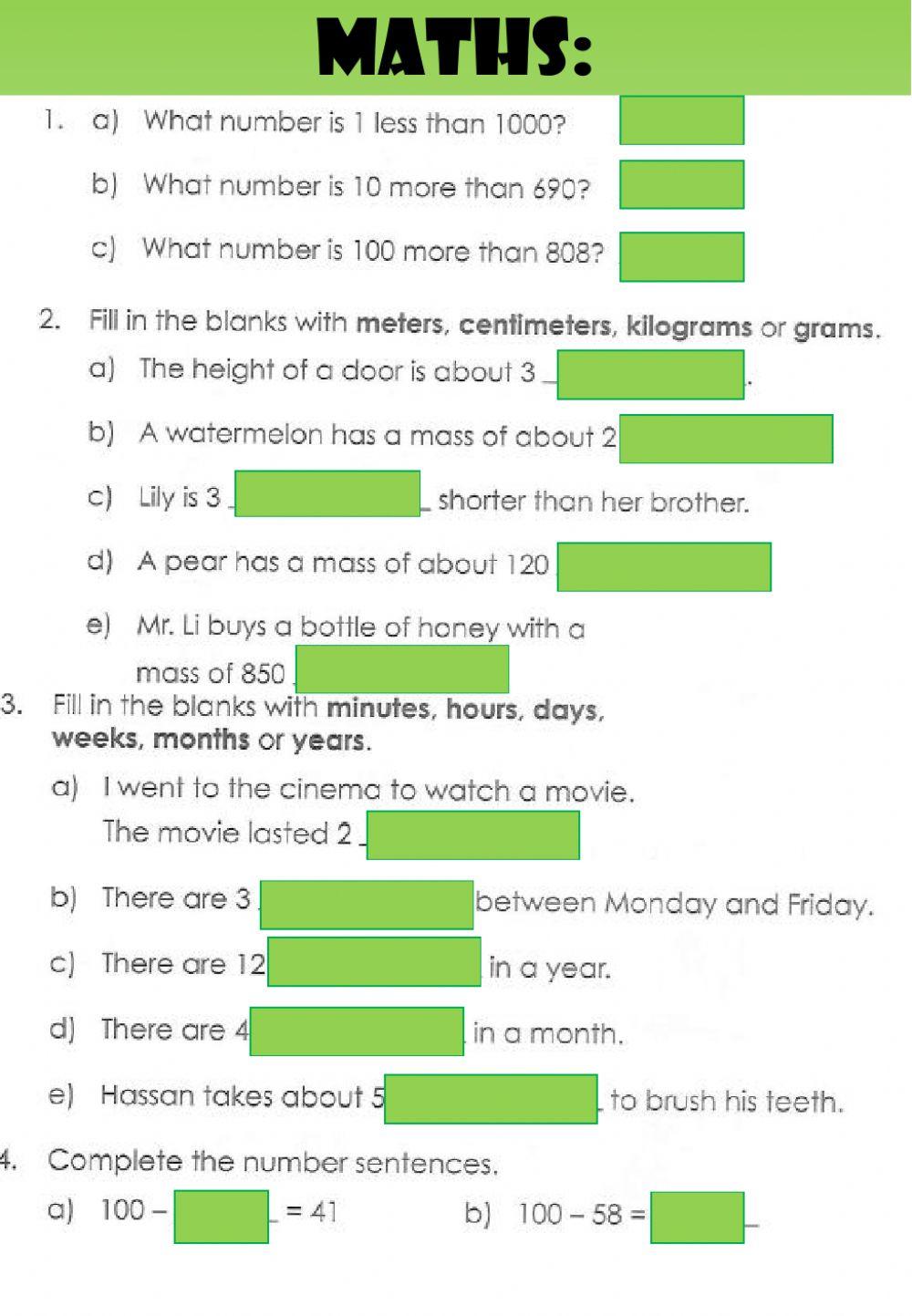 WEEK 20: WEDNESDAY: Review worksheet | Live Worksheets