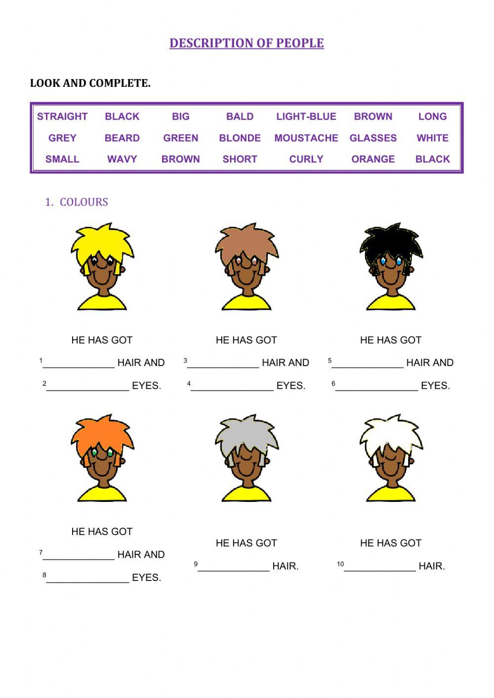 Describing peop… | Free Interactive Worksheets | 288876