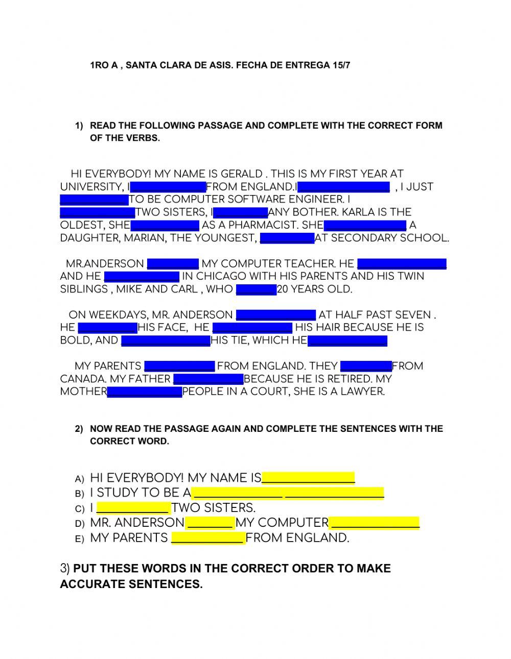 Task number 6 1ro A online exercise for | Live Worksheets