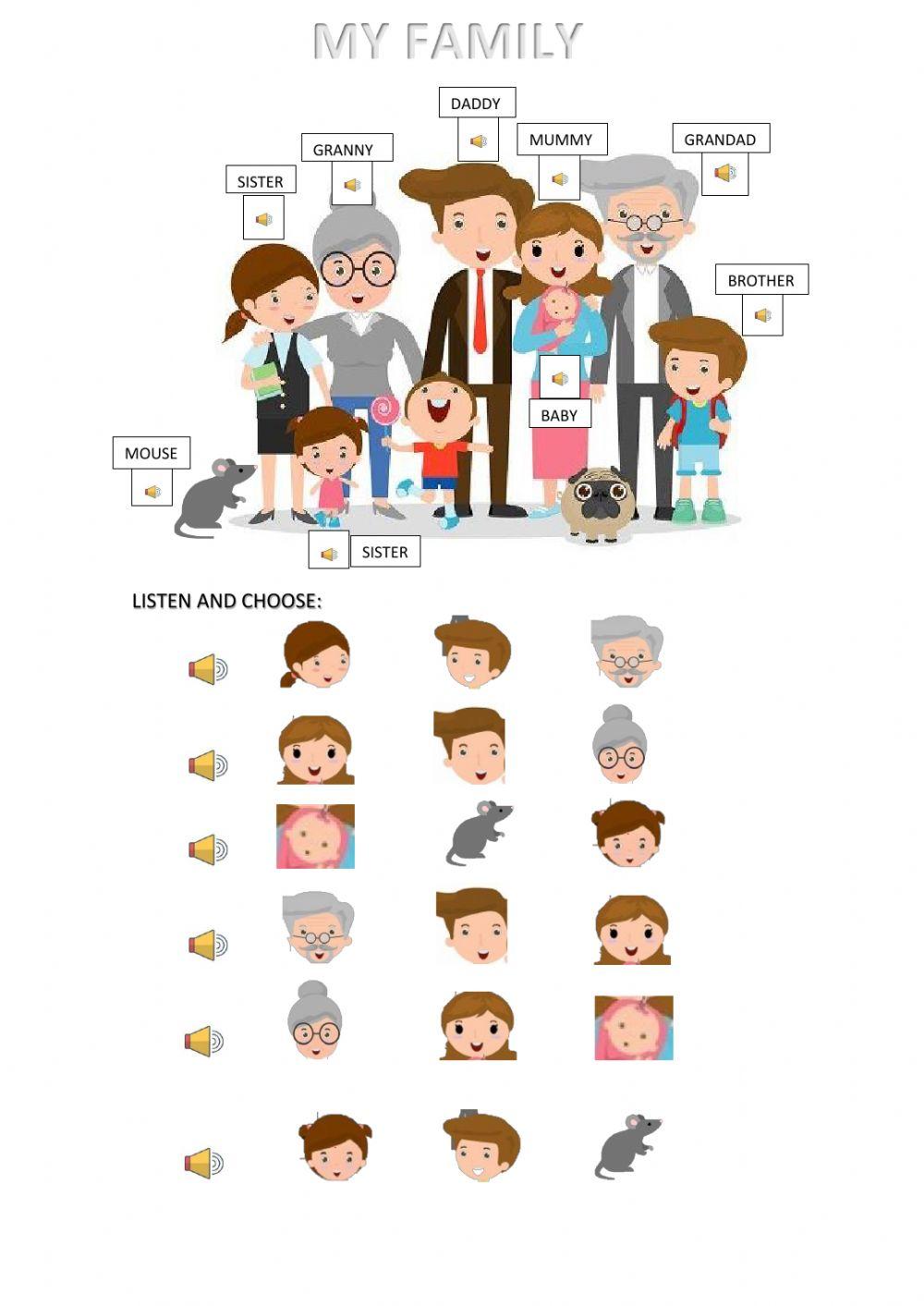 My family online exercise for grade 1 | Live Worksheets