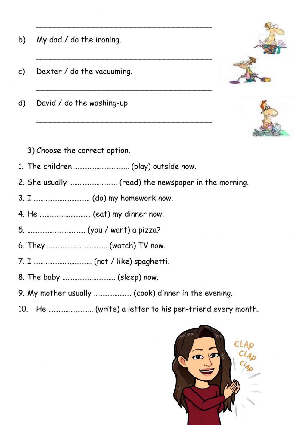 Present simple-present continuous review worksheet | Live Worksheets