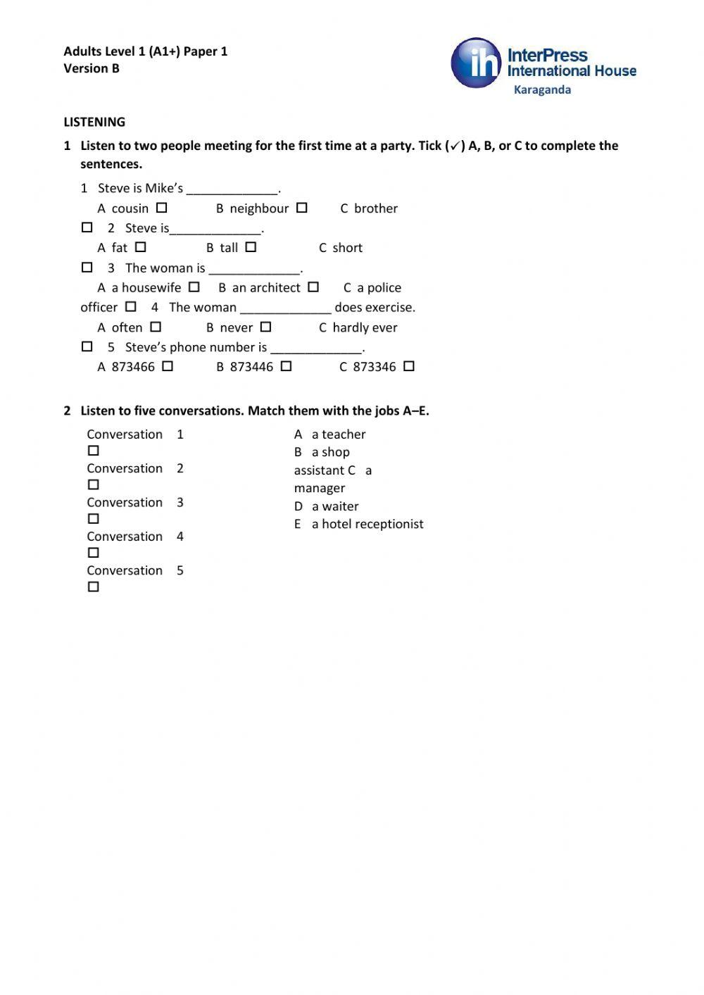 English File Elementary Level 1 A1 + Listening 5865326