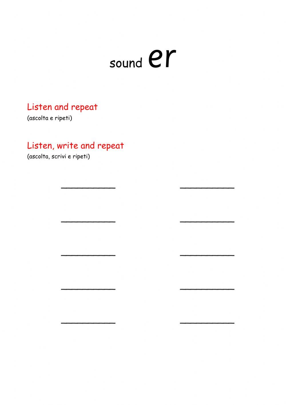 Sound ER | Free Interactive Worksheets | 289857