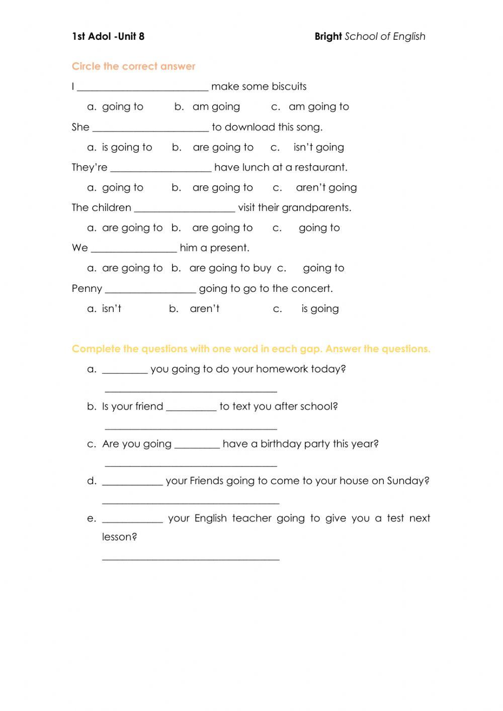 Unit 8 - Future… | Free Interactive Worksheets | 5865943