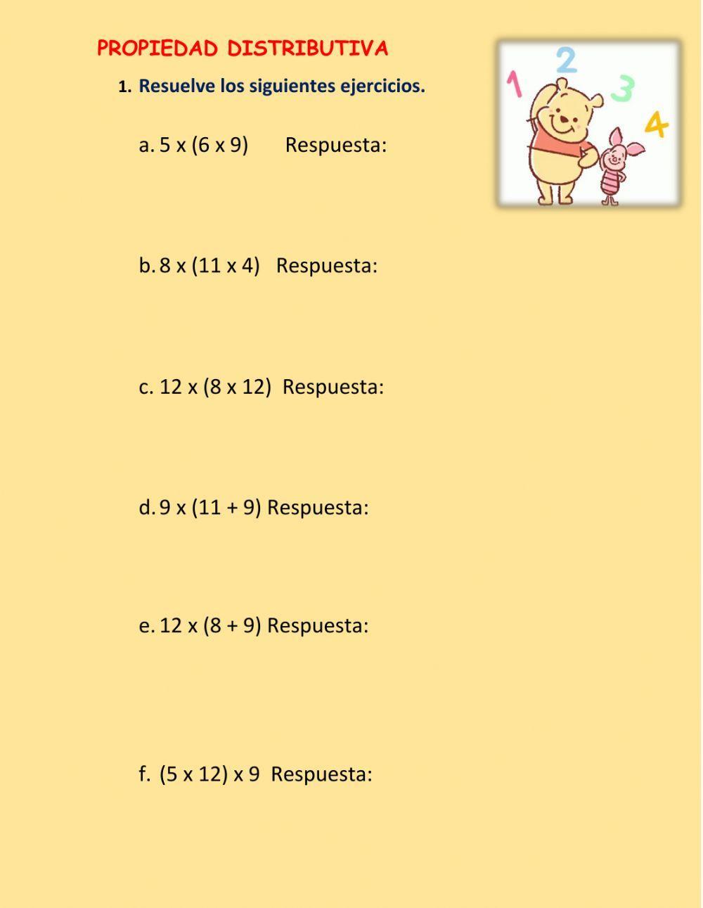 Propiedad distributiva interactive worksheet | Live Worksheets Propiedad distributiva interactive worksheet | Live Worksheets