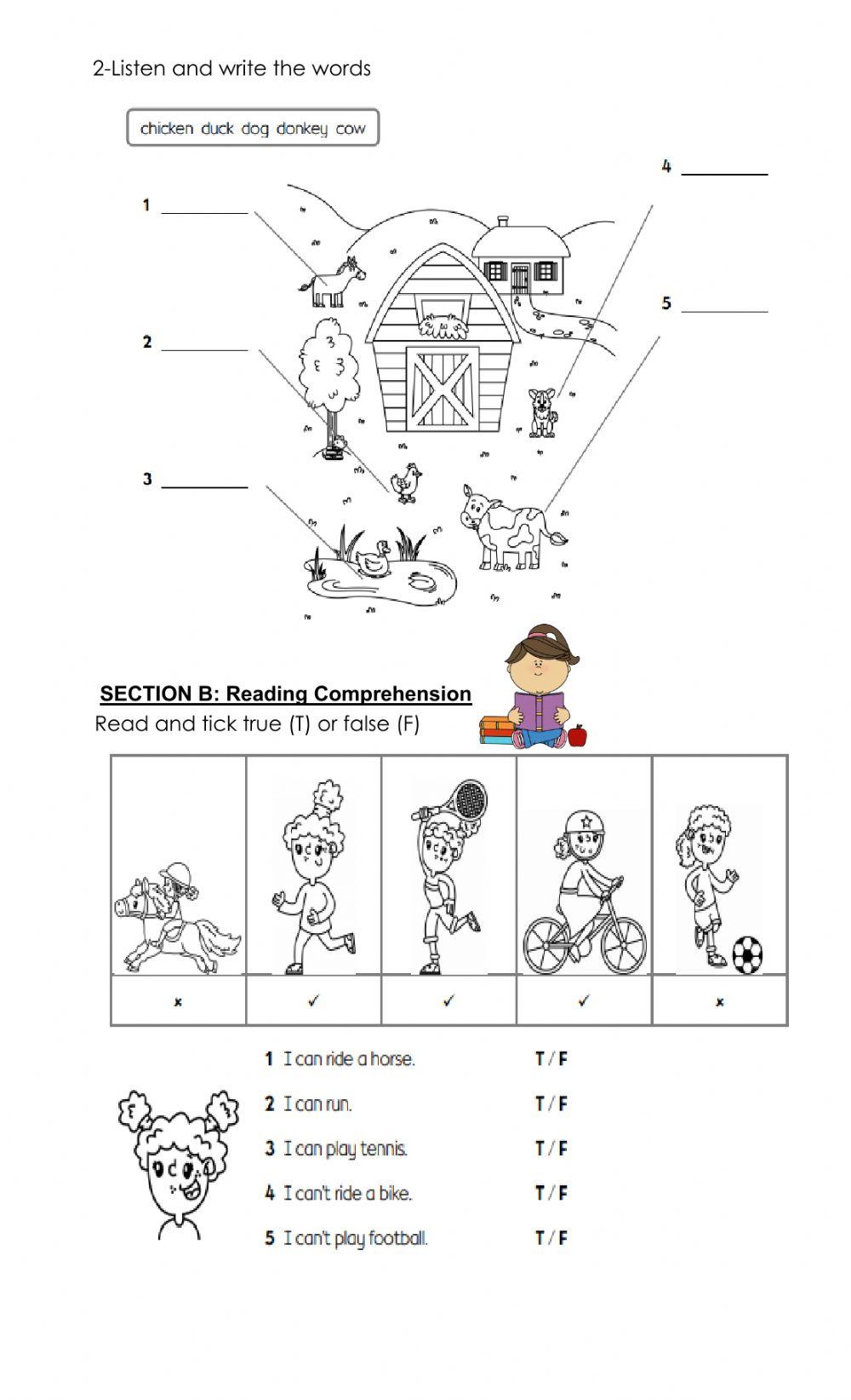 Test 2 Juniors 1 worksheet | Live Worksheets