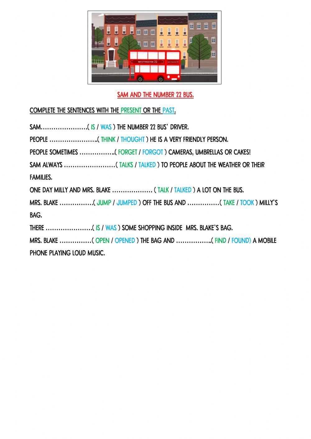 San and the number 22 bus worksheet | Live Worksheets