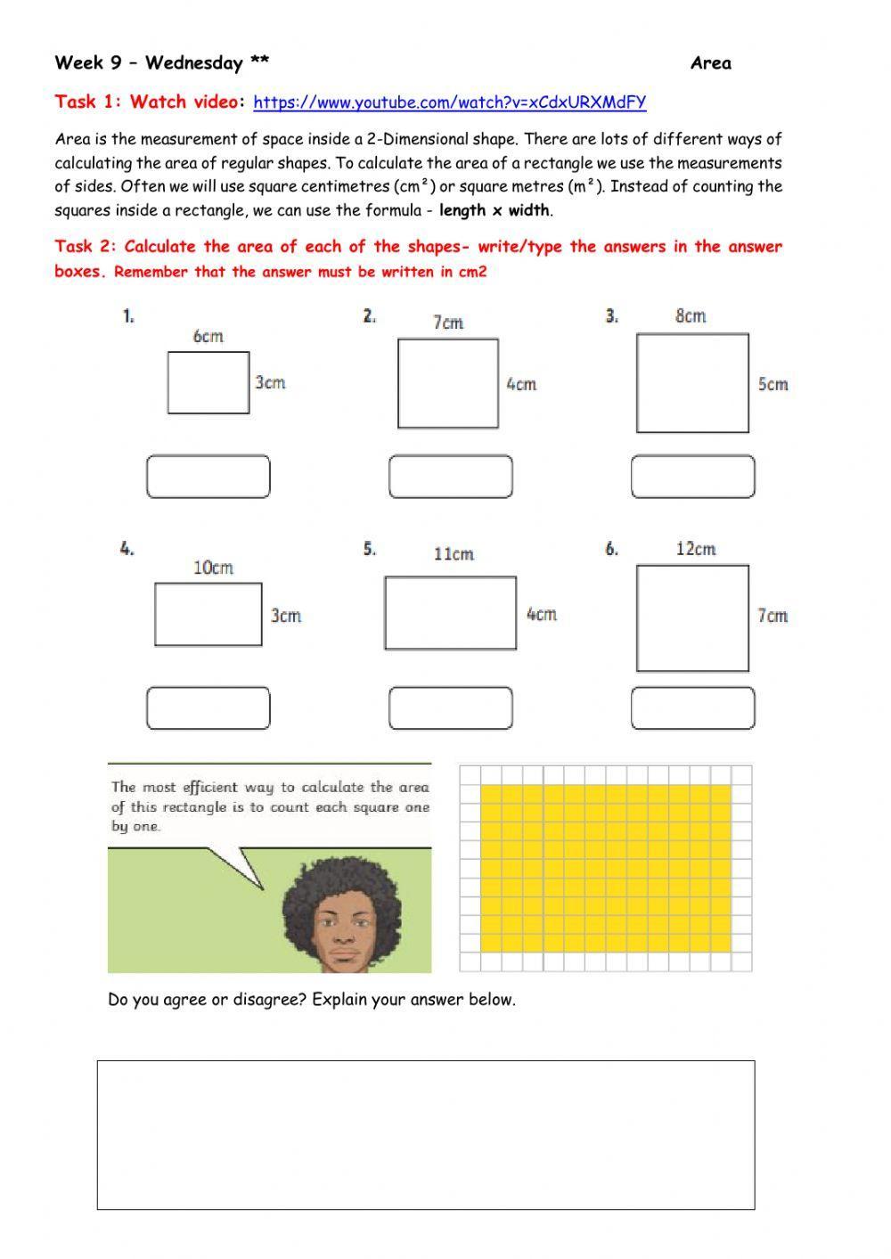 Area-- worksheet | Live Worksheets