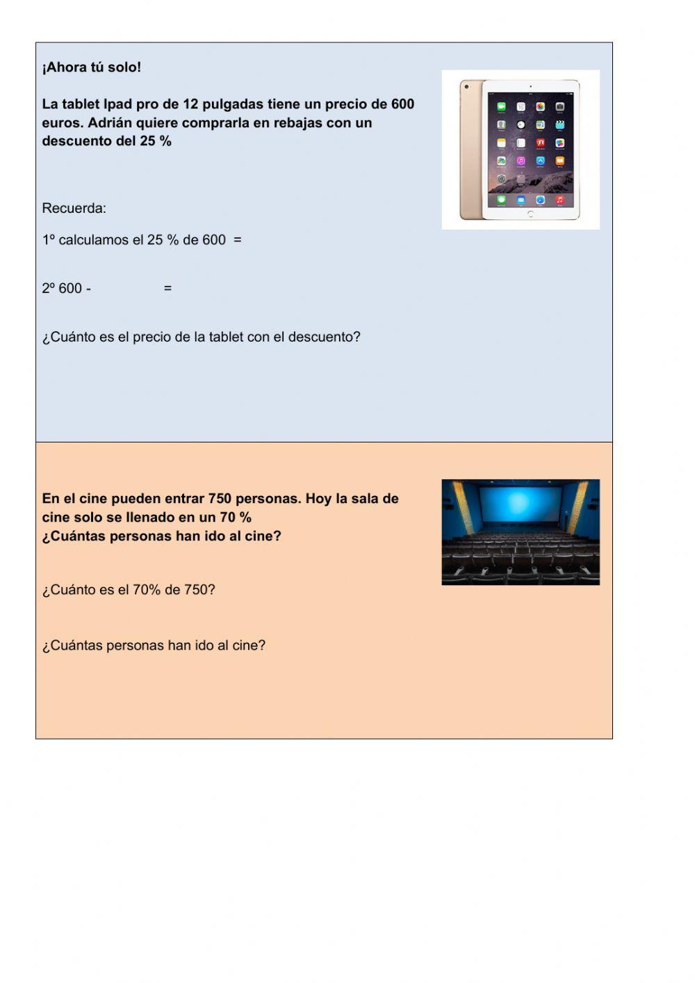 Porcentajes matematicas exercise | Live Worksheets