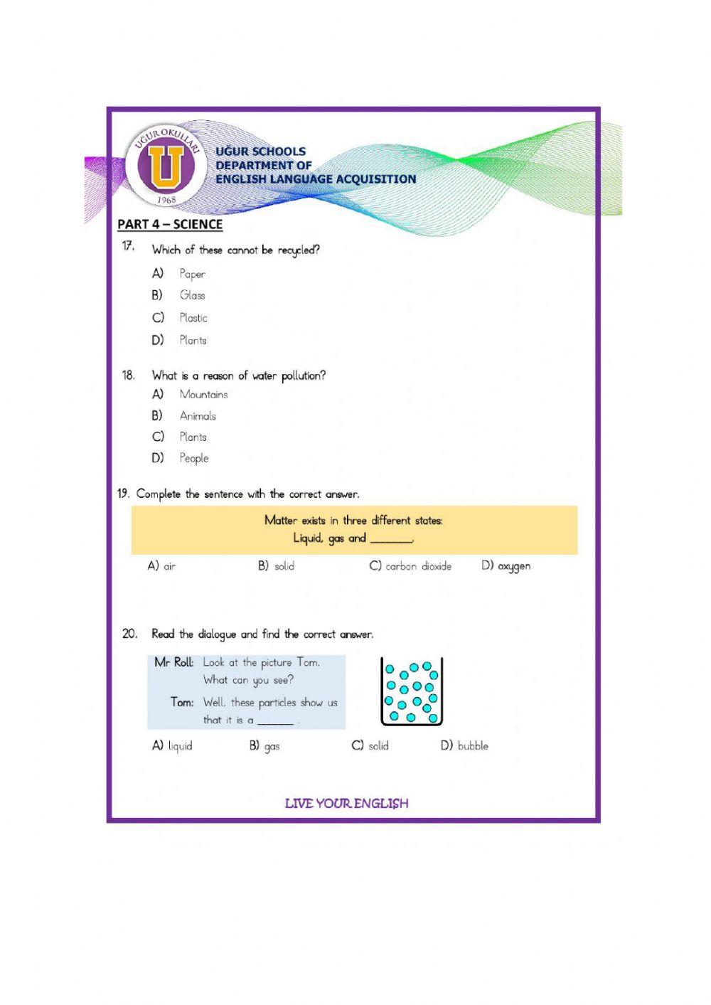 GRADE 4 QUİZ 1 online exercise for | Live Worksheets