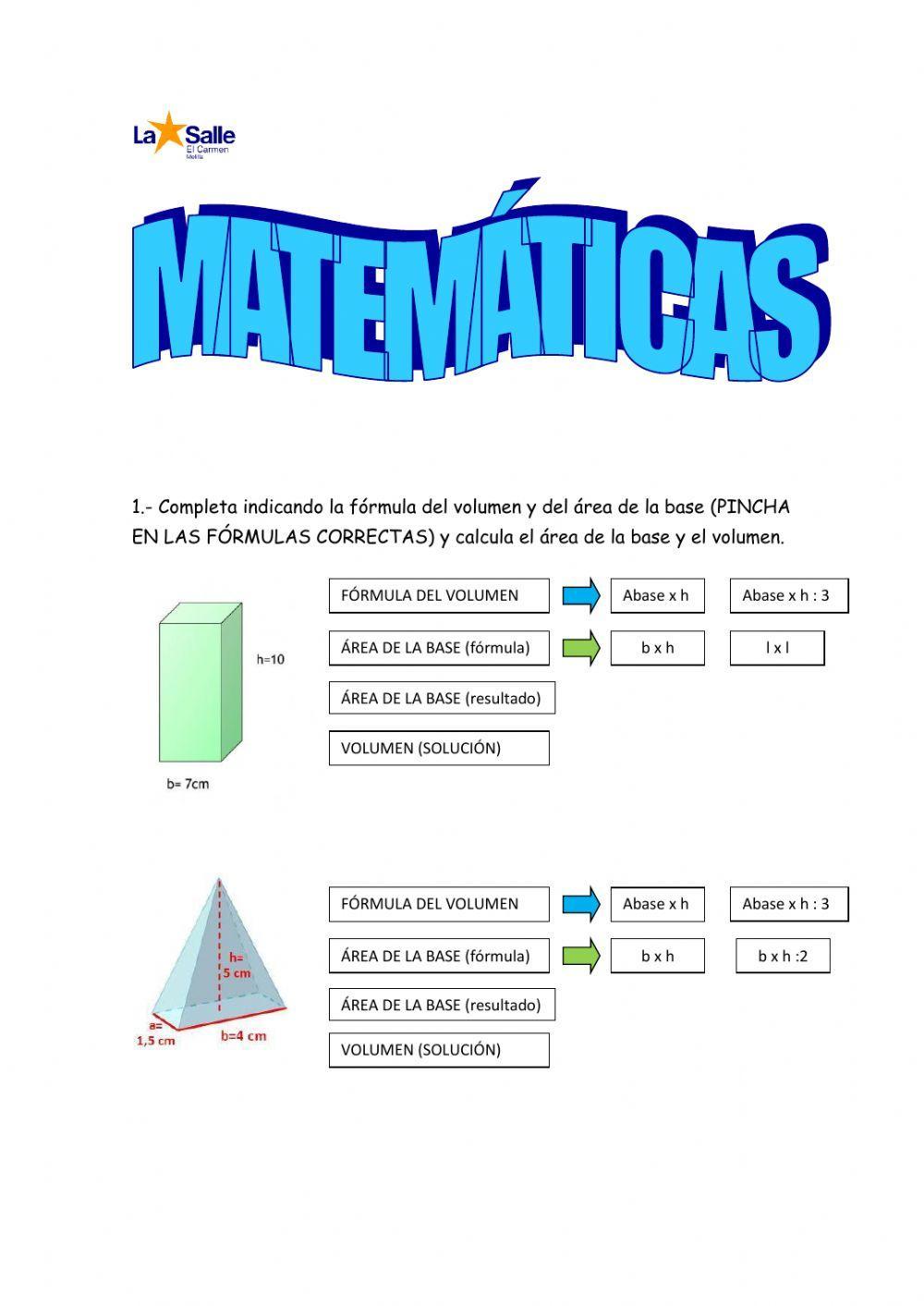 Volumen exercise for 6º | Live Worksheets