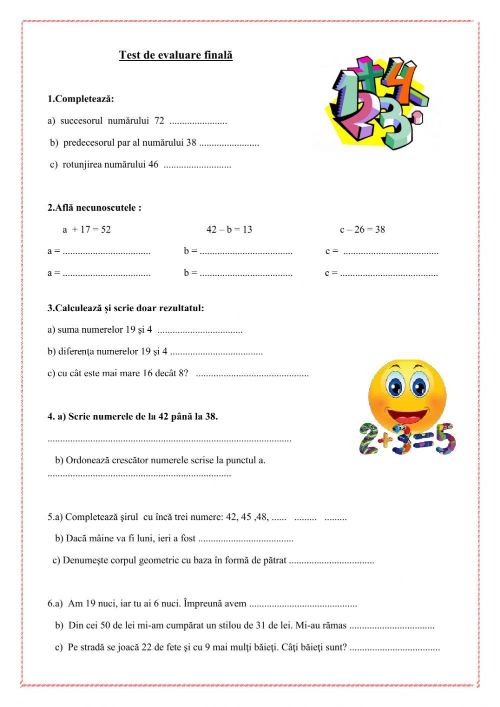 Test de evaluare MEM worksheet | Live Worksheets